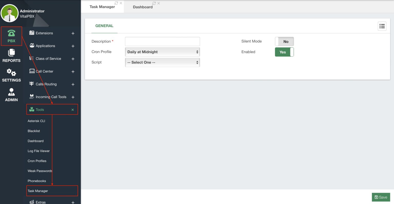 Task Manager | VitalPBX Wiki