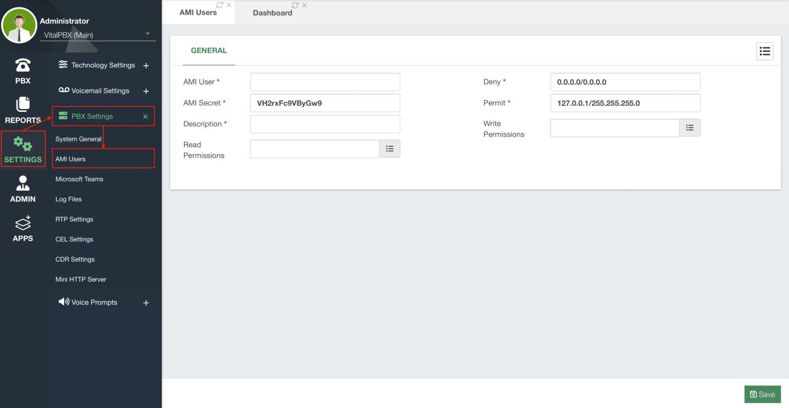 AMI (Asterisk Management Interface) | VitalPBX Wiki